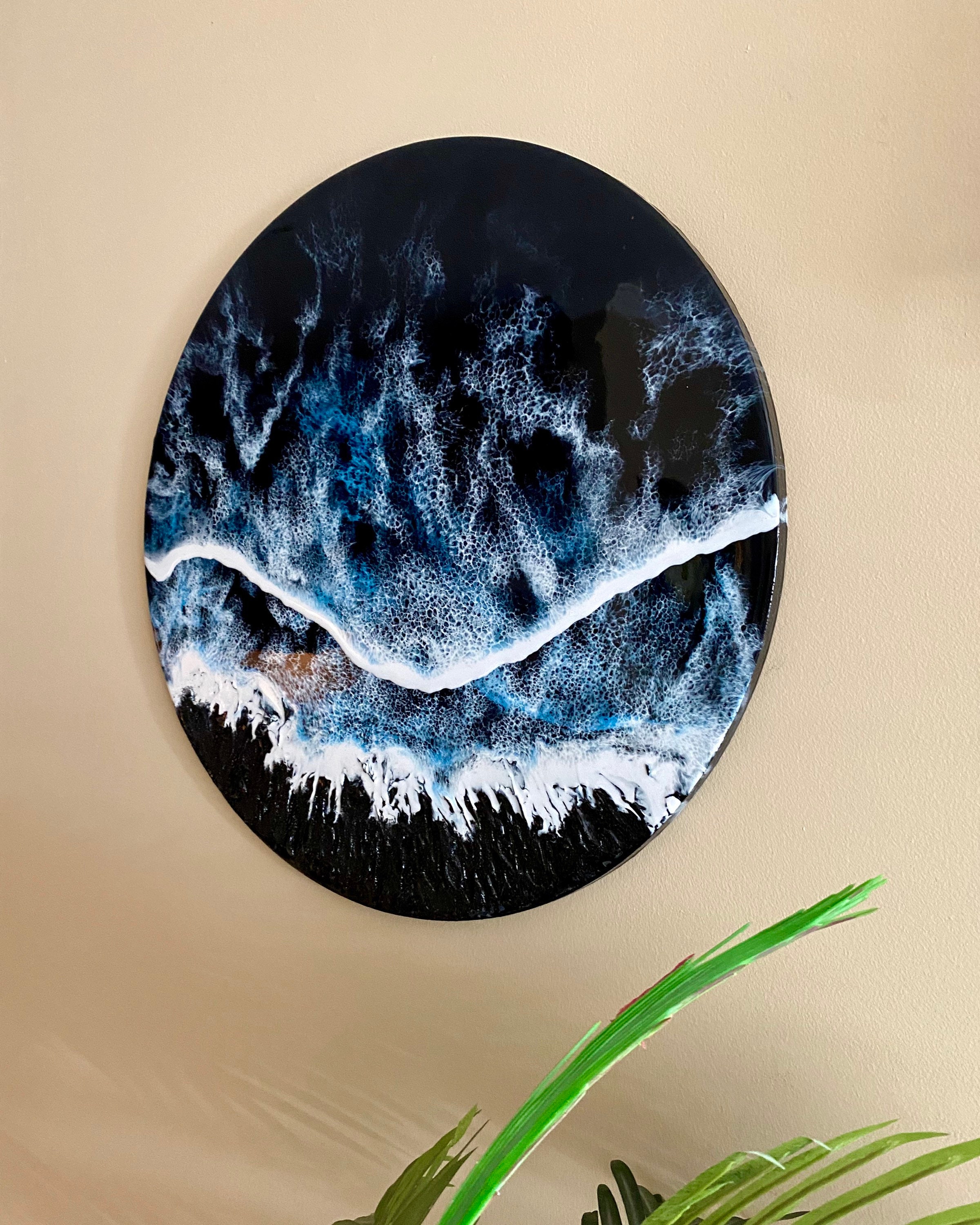 Ocean Art wave Resin Abstract fluid painting Coastal Seascape | Etsy