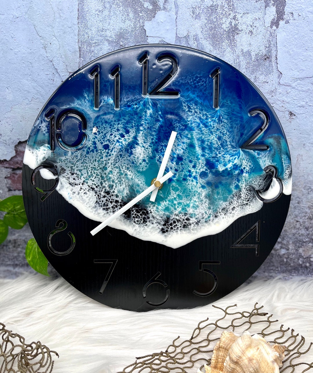 Wave Clock, Resin Wave Art, Beach Decor Resin Art, Ocean Clock for Wall ...