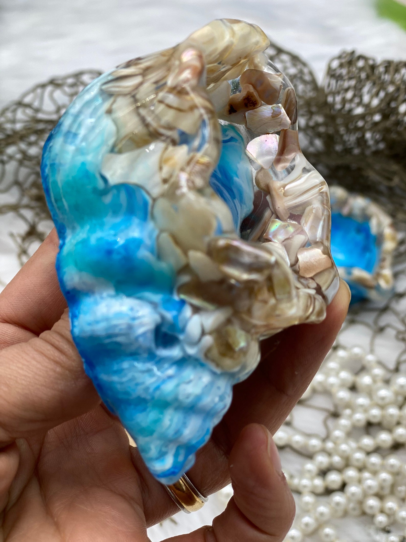Handmade Resin Conch Shell Trinket Dish Stocking Stuffer - Etsy