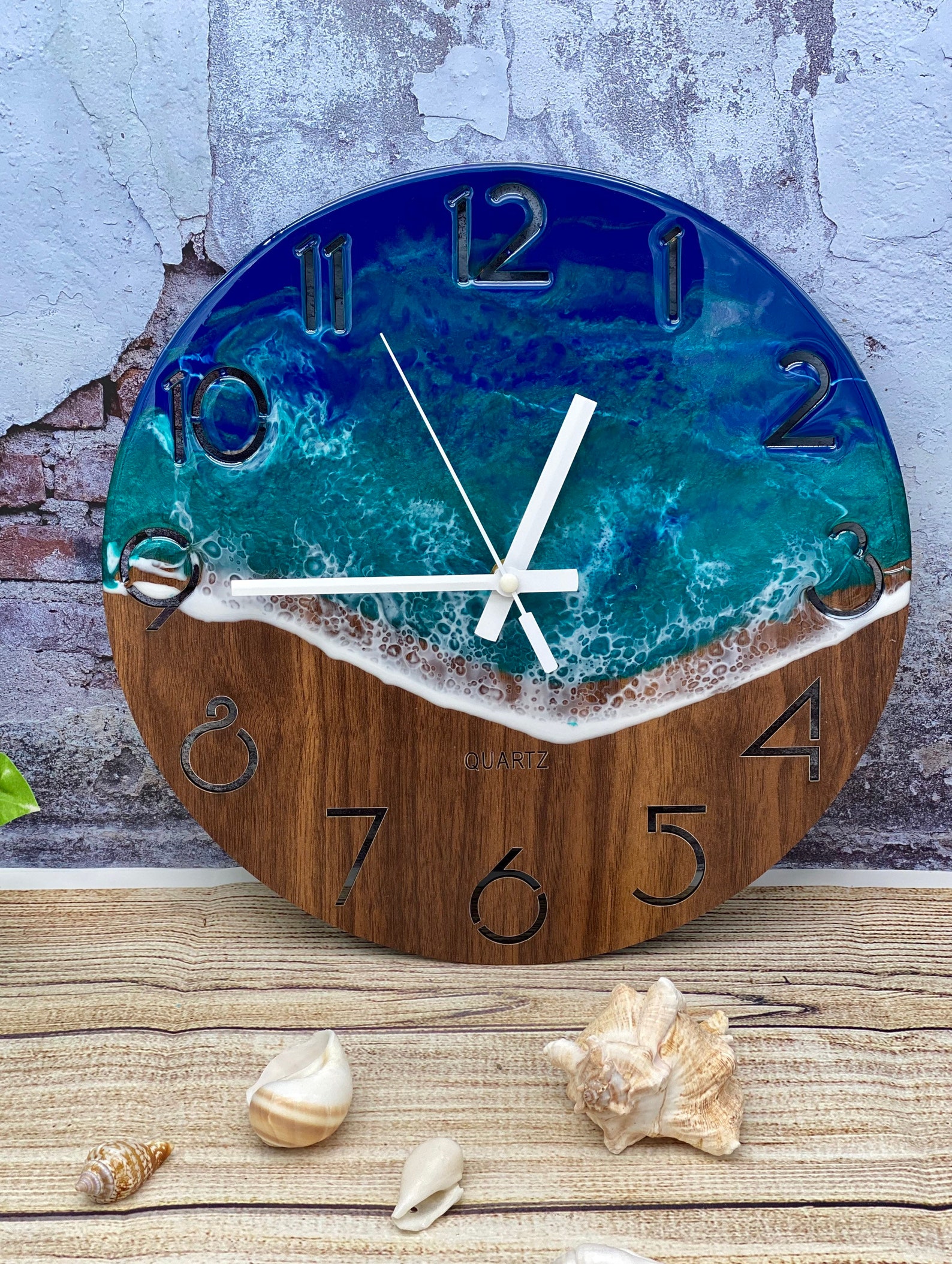 Wave Clock, Resin Wave Art, Beach Decor Resin Art, Ocean Clock for Wall ...