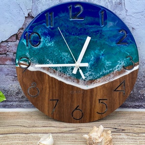 Wave Clock, Resin Wave Art, Beach Decor Resin Art, Ocean Clock for Wall ...