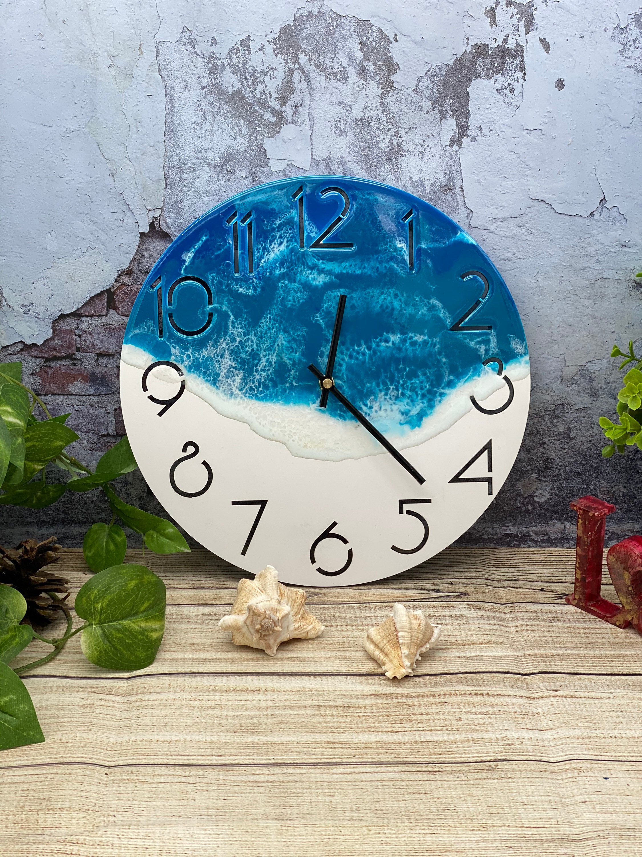 Wave clock Resin wave art Beach Decor Resin art Ocean Clock | Etsy