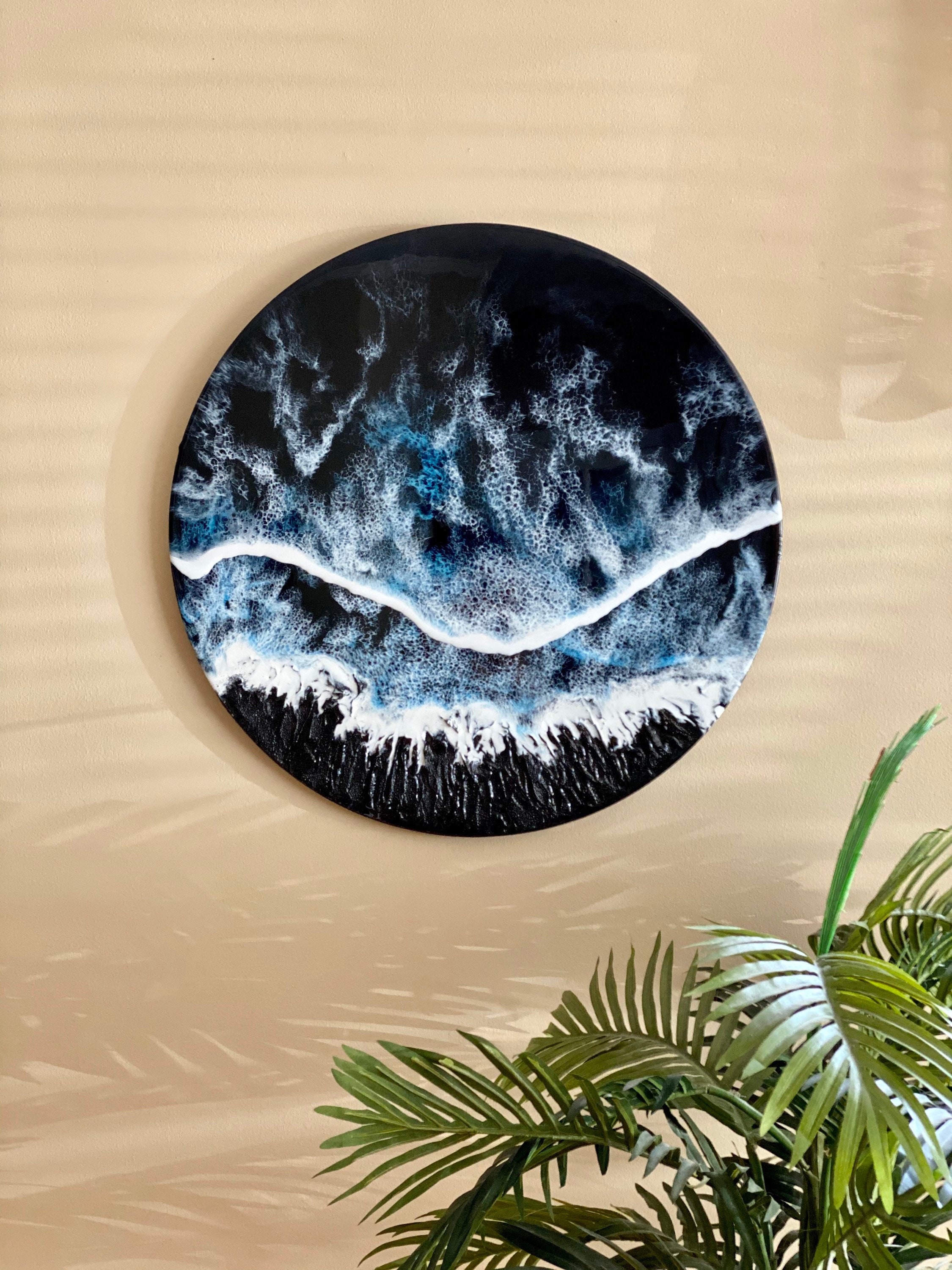 Ocean Art wave Resin Abstract fluid painting Coastal Seascape | Etsy