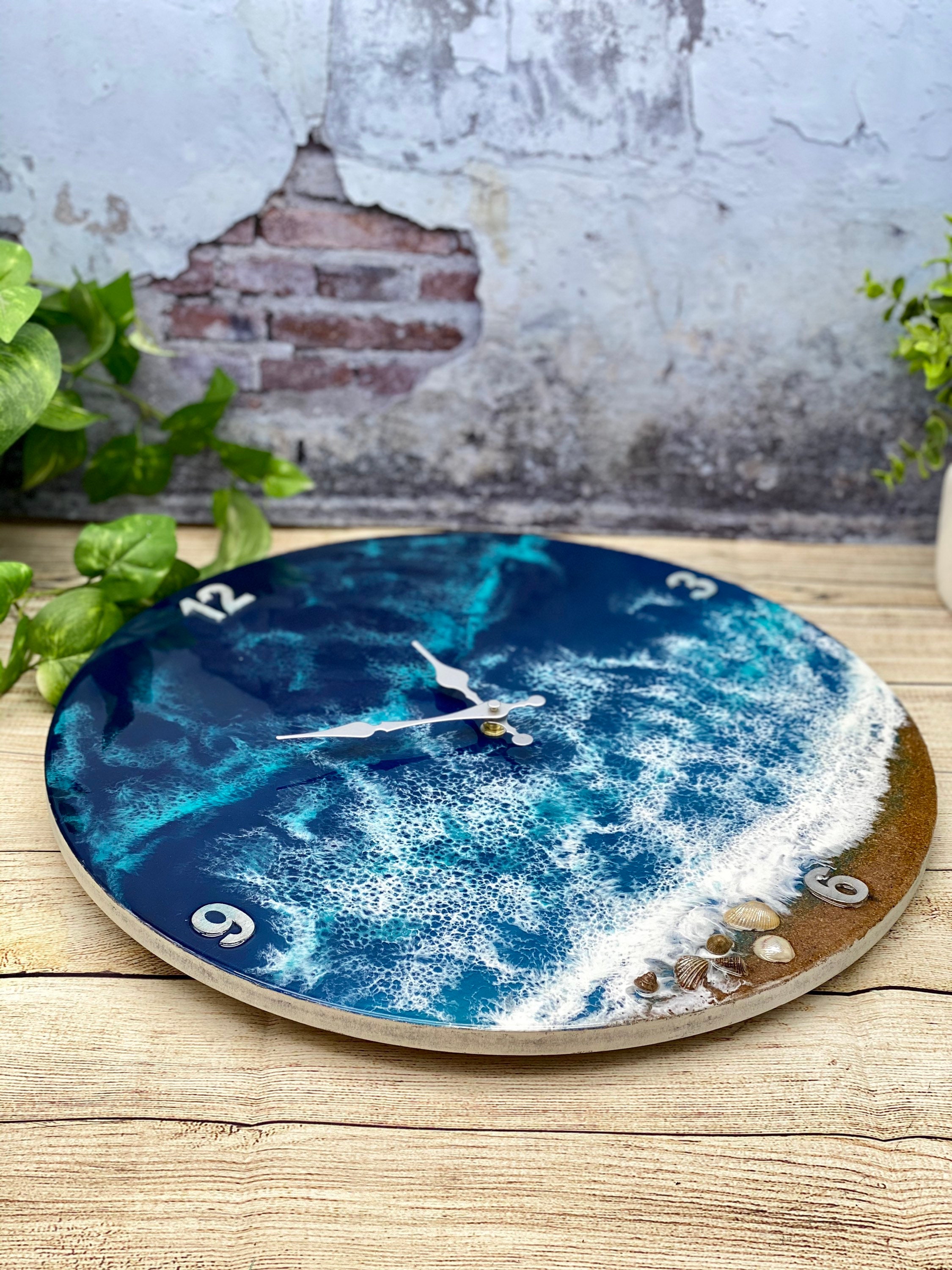 Wave Clock, Resin Wave Art, Beach Decor Resin Art, Ocean Clock for Wall ...