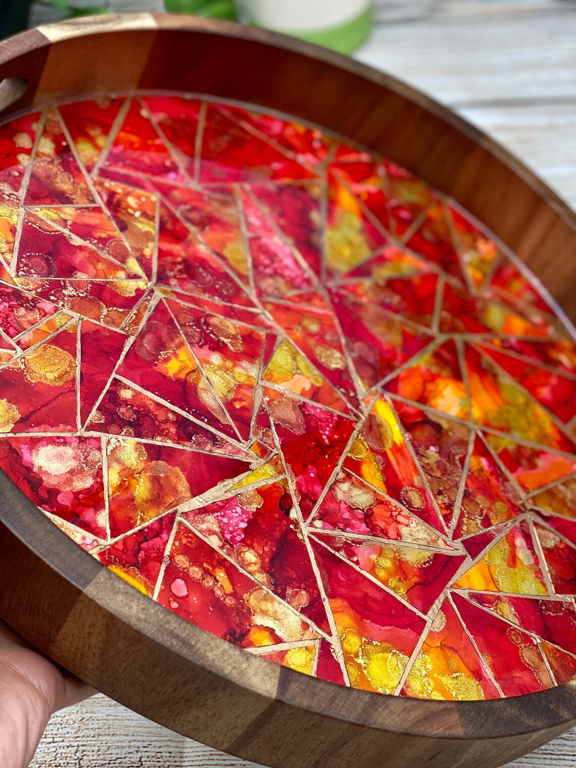 Resin Serving Tray Ottoman Tray Resin Art Wood Decorative | Etsy