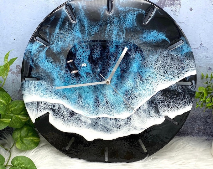 Wave Clock Resin Wave Art Beach Decor Resin Art Ocean Clock - Etsy