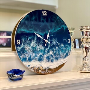 Wave Clock, Resin Wave Art, Beach Decor Resin Art, Ocean Clock for Wall ...