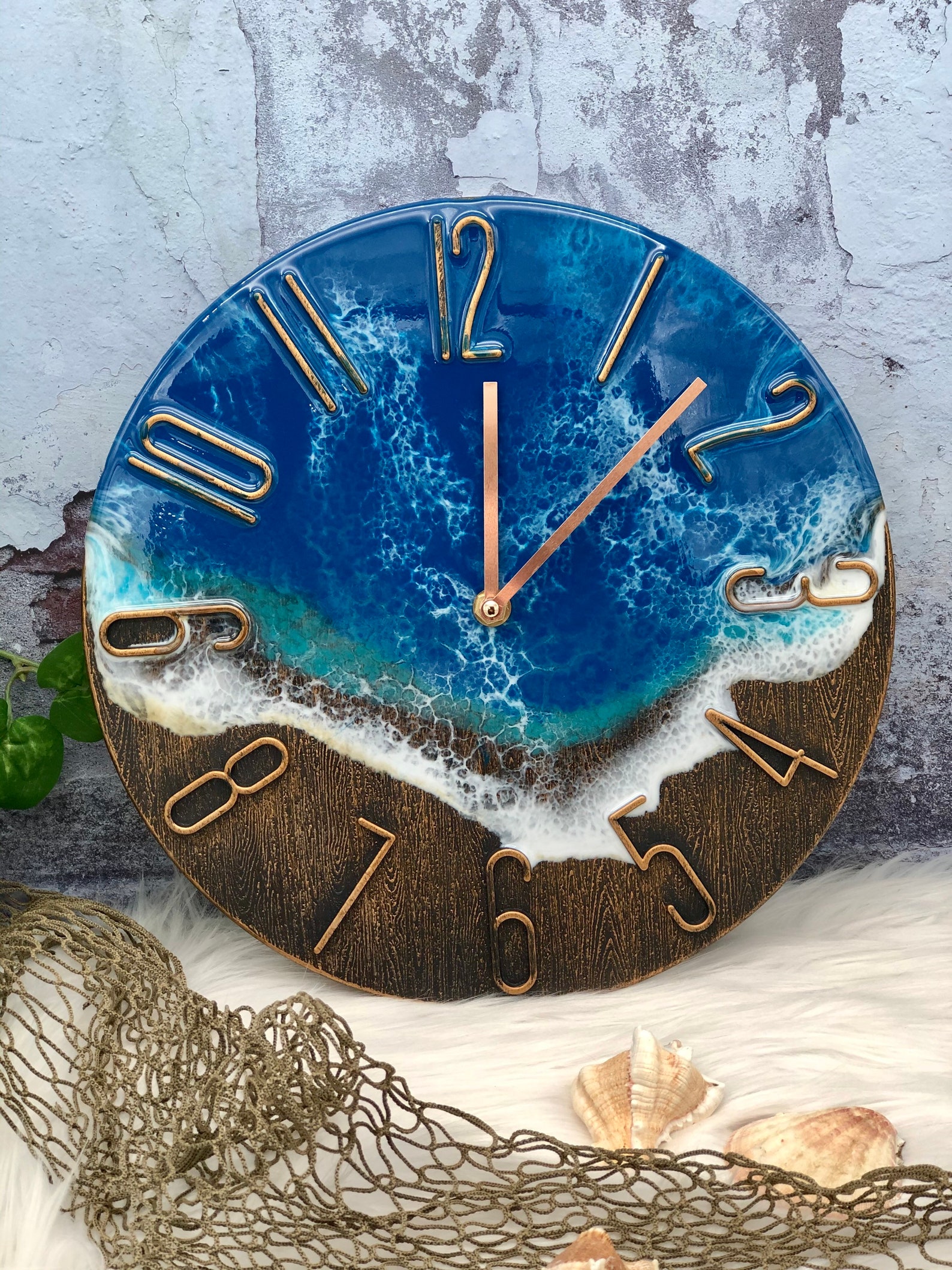 Beach Decor Large Ocean Clock Ocean Water Blue Abstract Fluid - Etsy