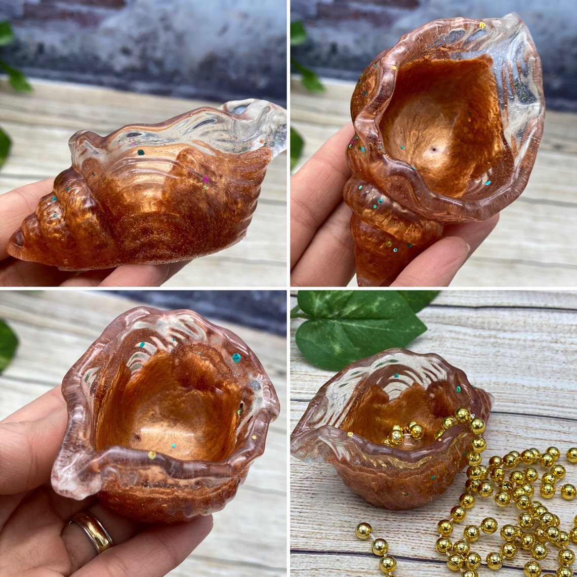 Handmade Resin Conch Shell Trinket Dish seashell dish resin | Etsy