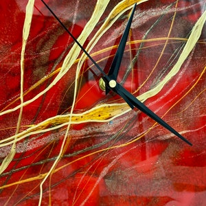 Wave Clock, Resin Art, Red Resin Clock for Wall Modern Clock, Cut-out ...