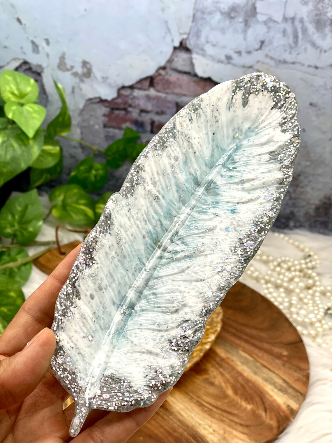 Handmade Resin Feather Trinket Dish Resin Jewelry Tray Ring | Etsy