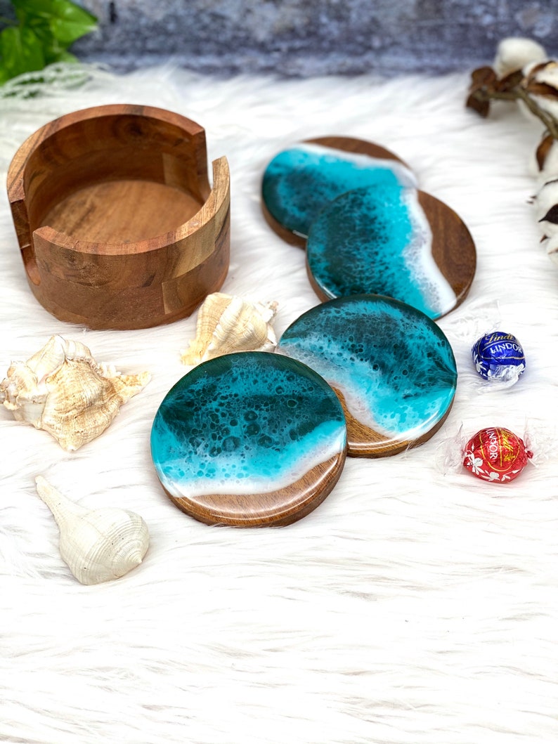 Resin Coasters Ocean Beverage Coaster Beach Resin Coaster - Etsy