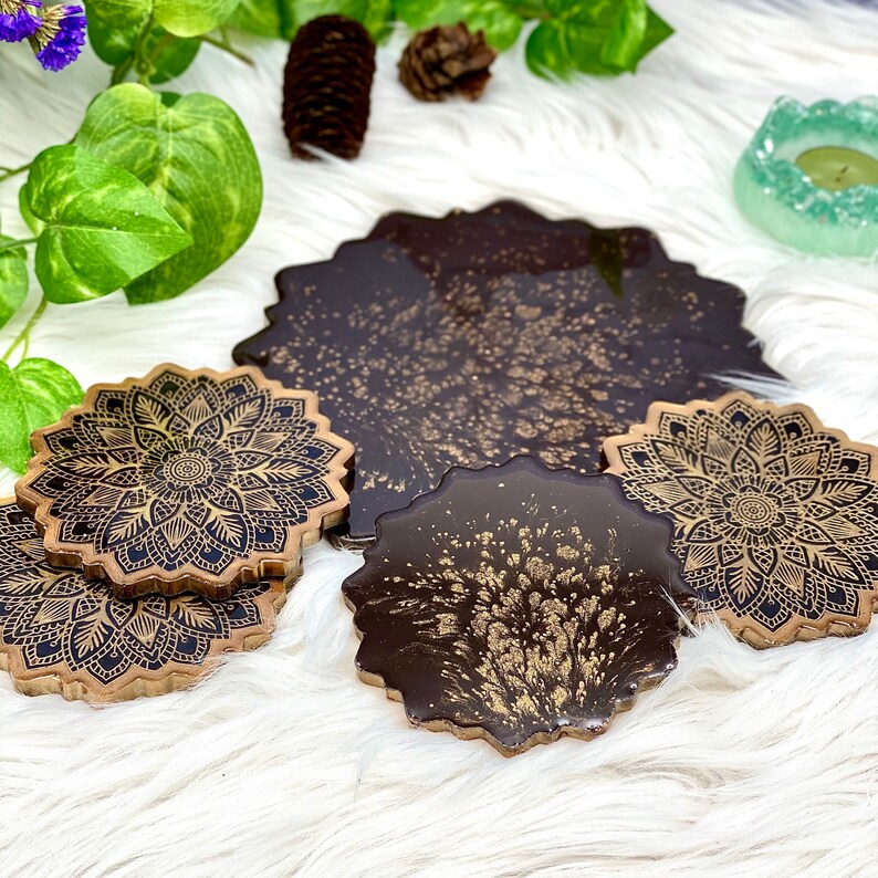 Mandala Serving Tray With Coasters Jewelry Platter Vanity Tray | Etsy