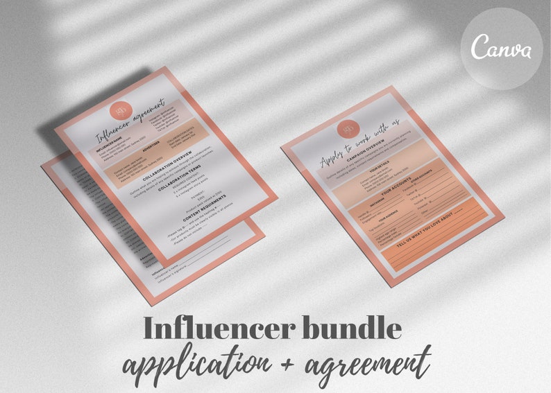 BUNDLE AND SAVE: Influencer Application Form Plus Agreement | Instant ...