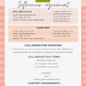 BUNDLE AND SAVE: Influencer Application Form Plus Agreement | Instant ...