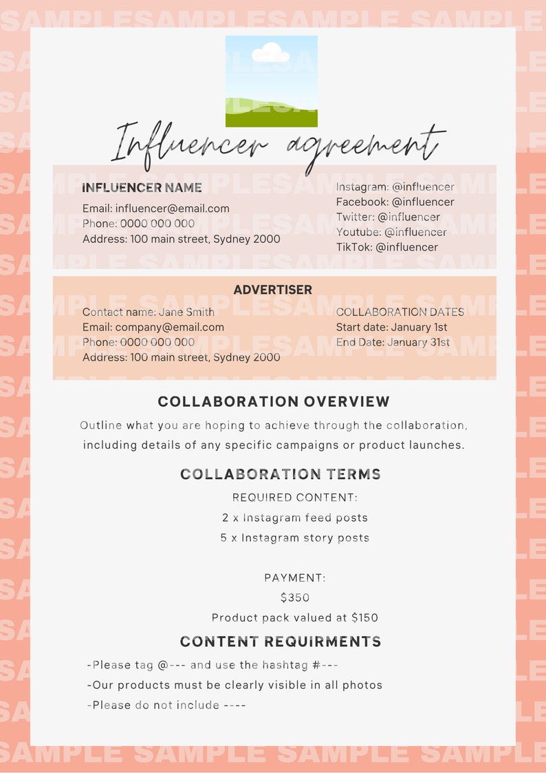 Influencer Collaboration Template Influencer Collaboration Template