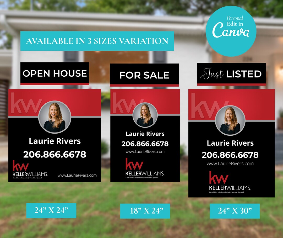 Keller Williams Yard Sign Design Canva Template +4 RIDERS, for Sale ...