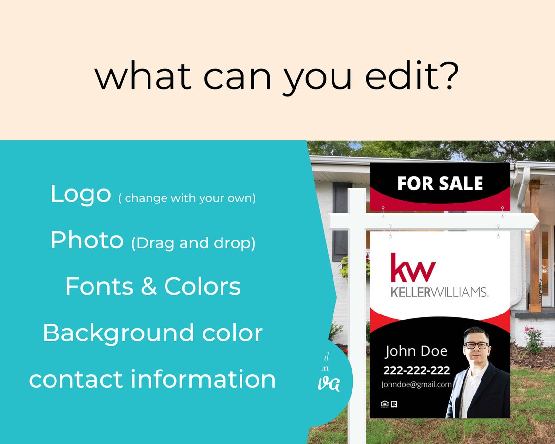 Keller Williams Yard Sign Design Canva Template +4 RIDERS, for Sale ...