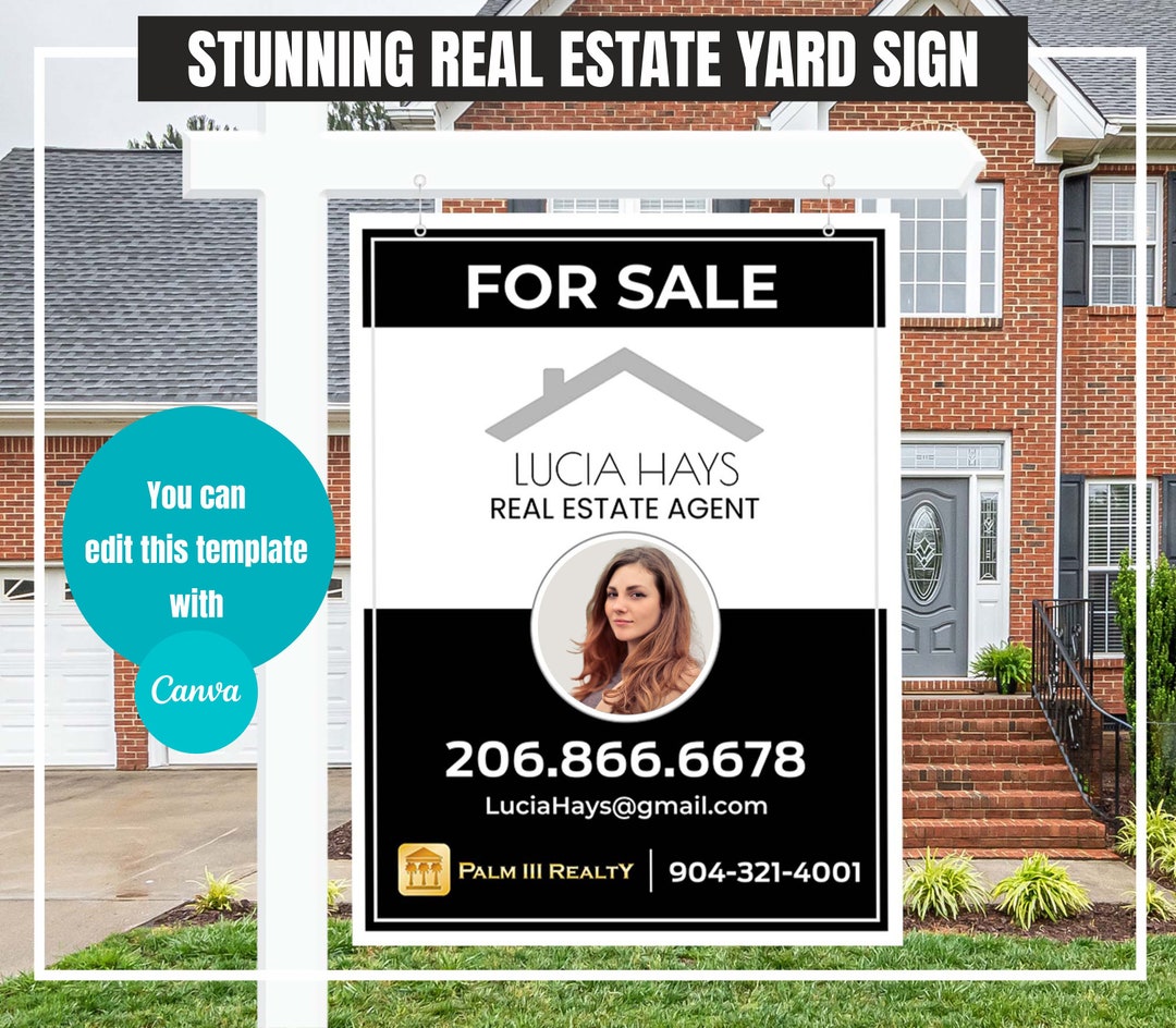 Real Estate Yard Sign Template 18x24: Canva Open House Sign (digital ...