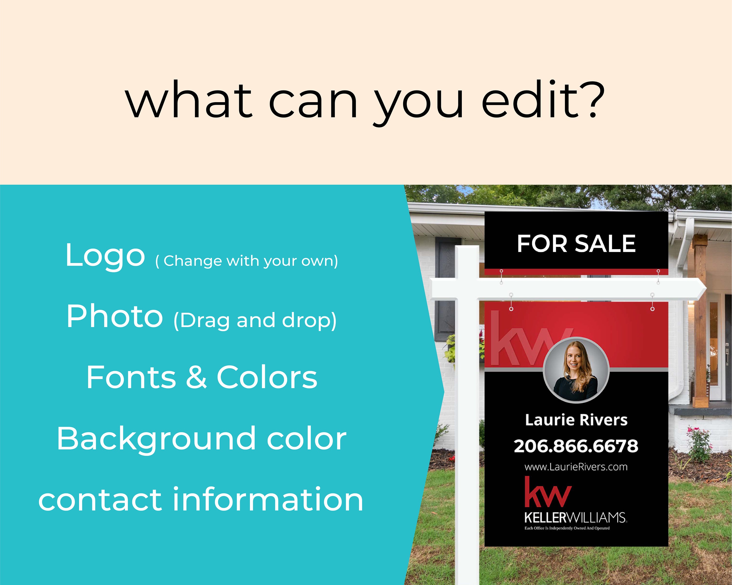 Keller Williams Yard Sign Design Canva Template 4 RIDERS for | Etsy