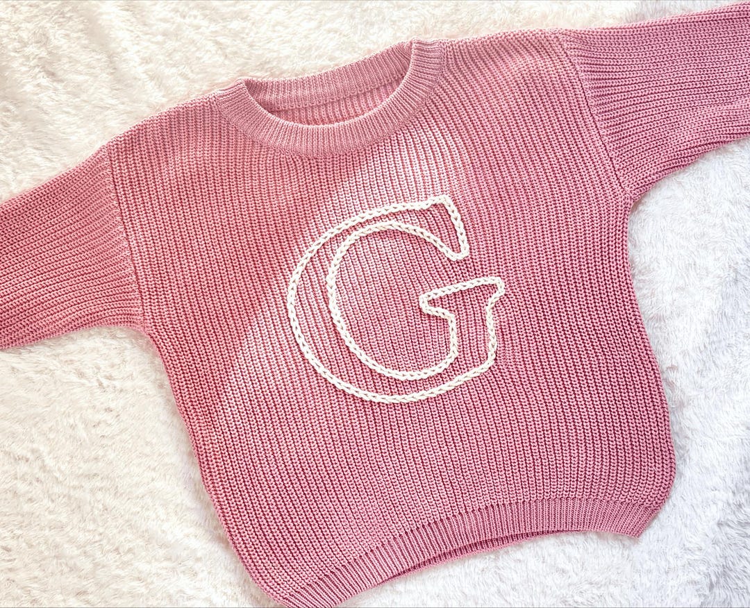 Custom Initial Baby Sweater | Hand Embroidered Letter Sweater for ...