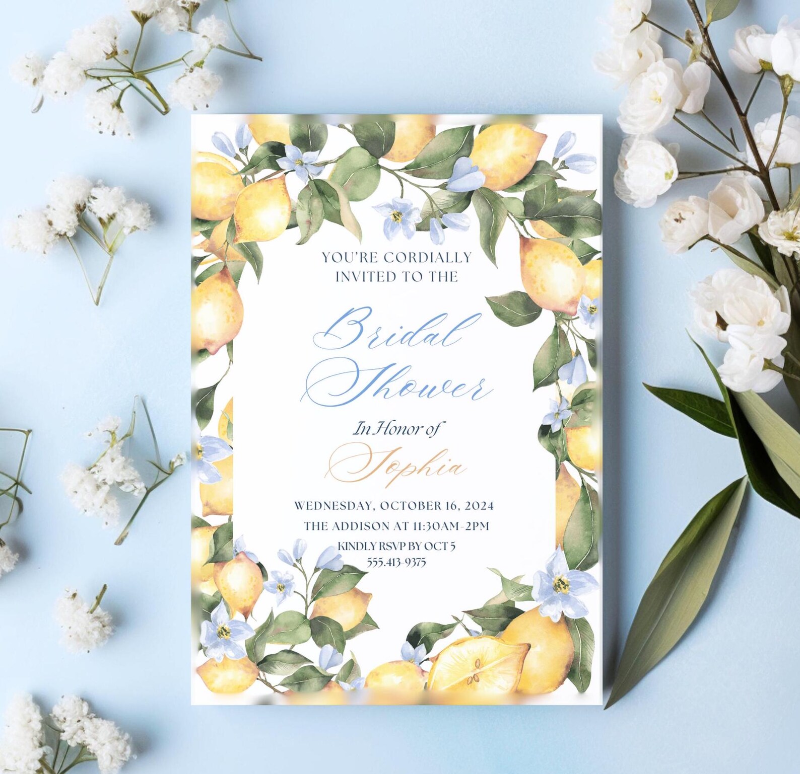 Italian Lemons Bridal Shower Invitation Printable Lemon Invite Editable ...