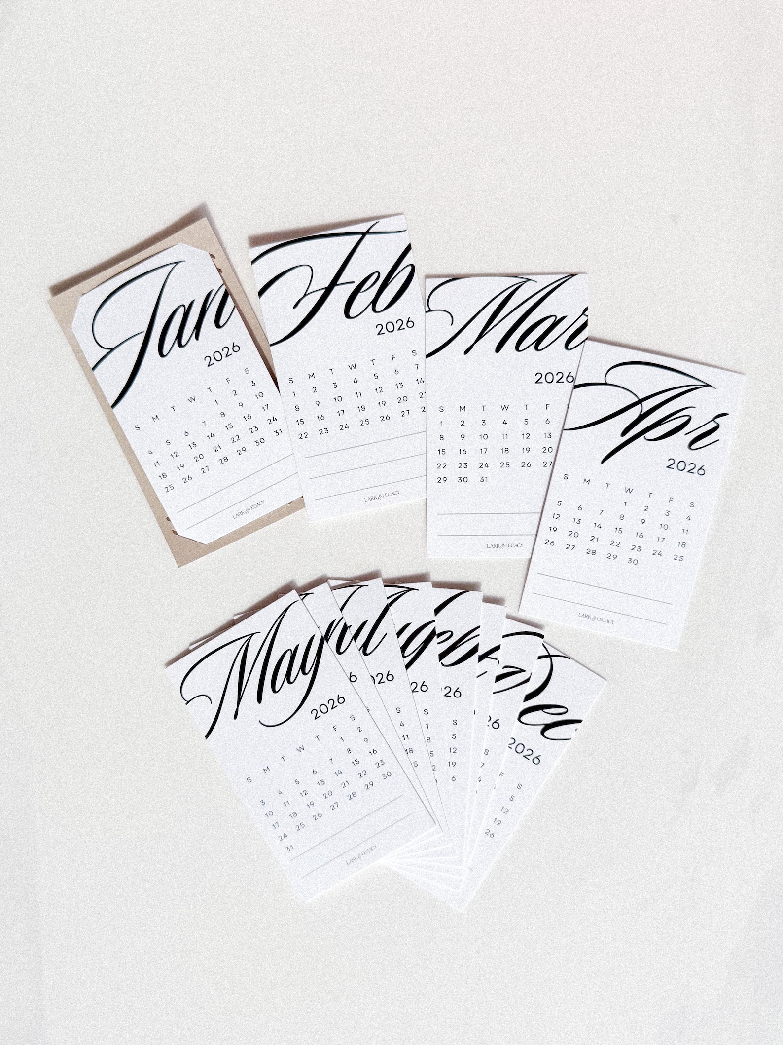 2026 Monthly Calendar Cards | Planner Inserts, A5/personal Size - Etsy