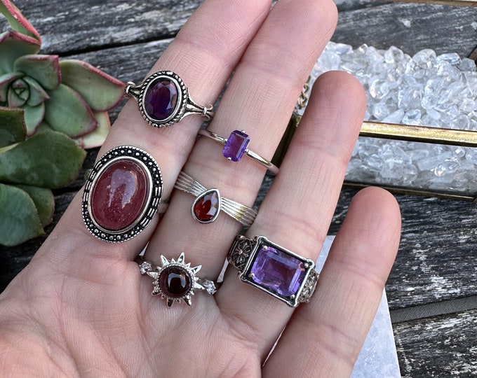 Crystal Silver Adjustable Ring Crystal Silver Ring Assorted Crystal ...