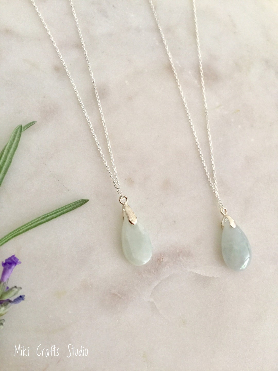 Tiny Teardrop Jade Necklace | Jade Jewellery | Jade Necklace | Silver ...