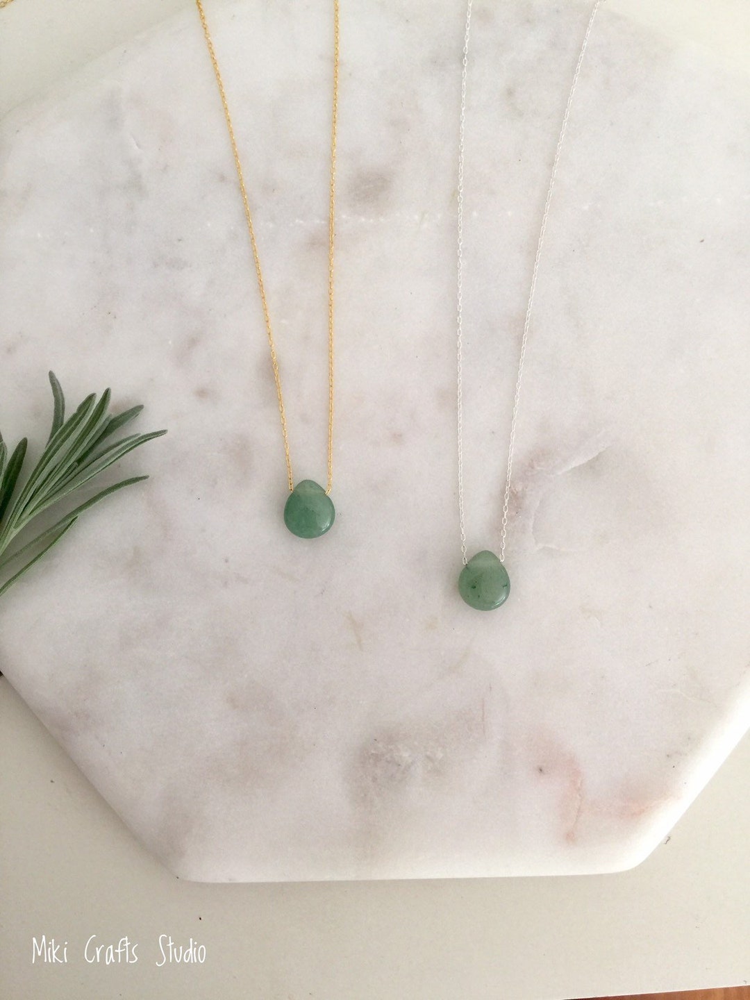 Tiny Teardrop Jade Necklace | Natural Green Stone Necklace | Jade ...