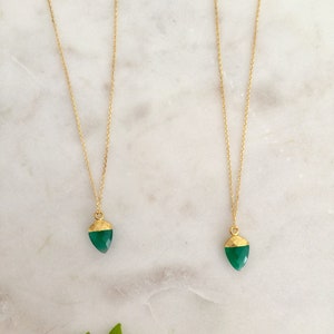 Tiny Green Quartz Pendant Necklace | Green Quartz Pendant Necklace ...