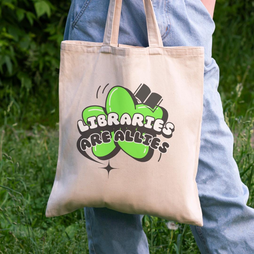 Cute Cotton Canvas Tote Bag - Libraries Are Allies, Eco-friendly ...