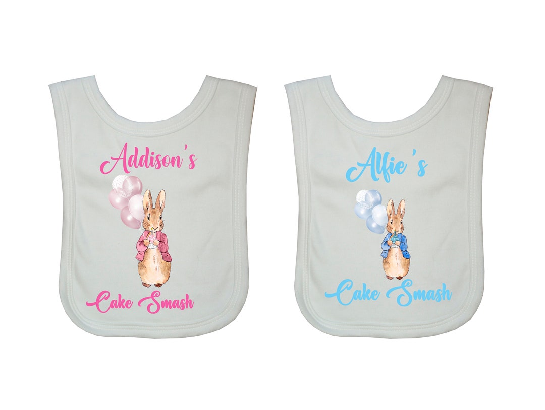 Peter Rabbit Boys/girls Cake Smash Personalised Baby Bib Printed With ...