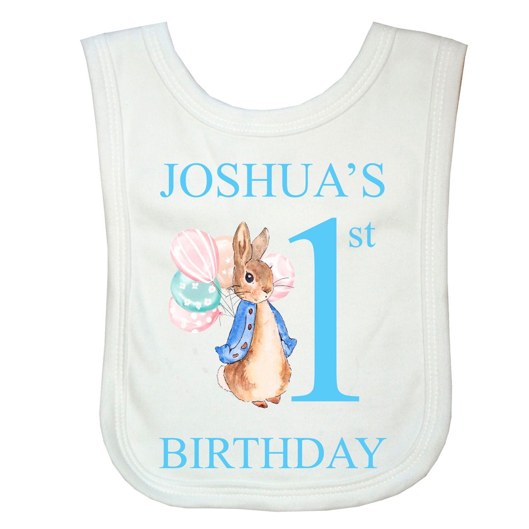 Peter Rabbit Boys 1st Birthday Personalised Baby Bib – Printed With the ...