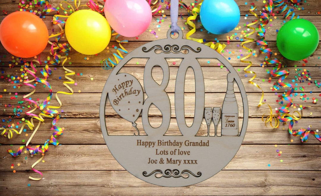 80th Birthday Personalised Plaque Engraved With the Wording of Your ...