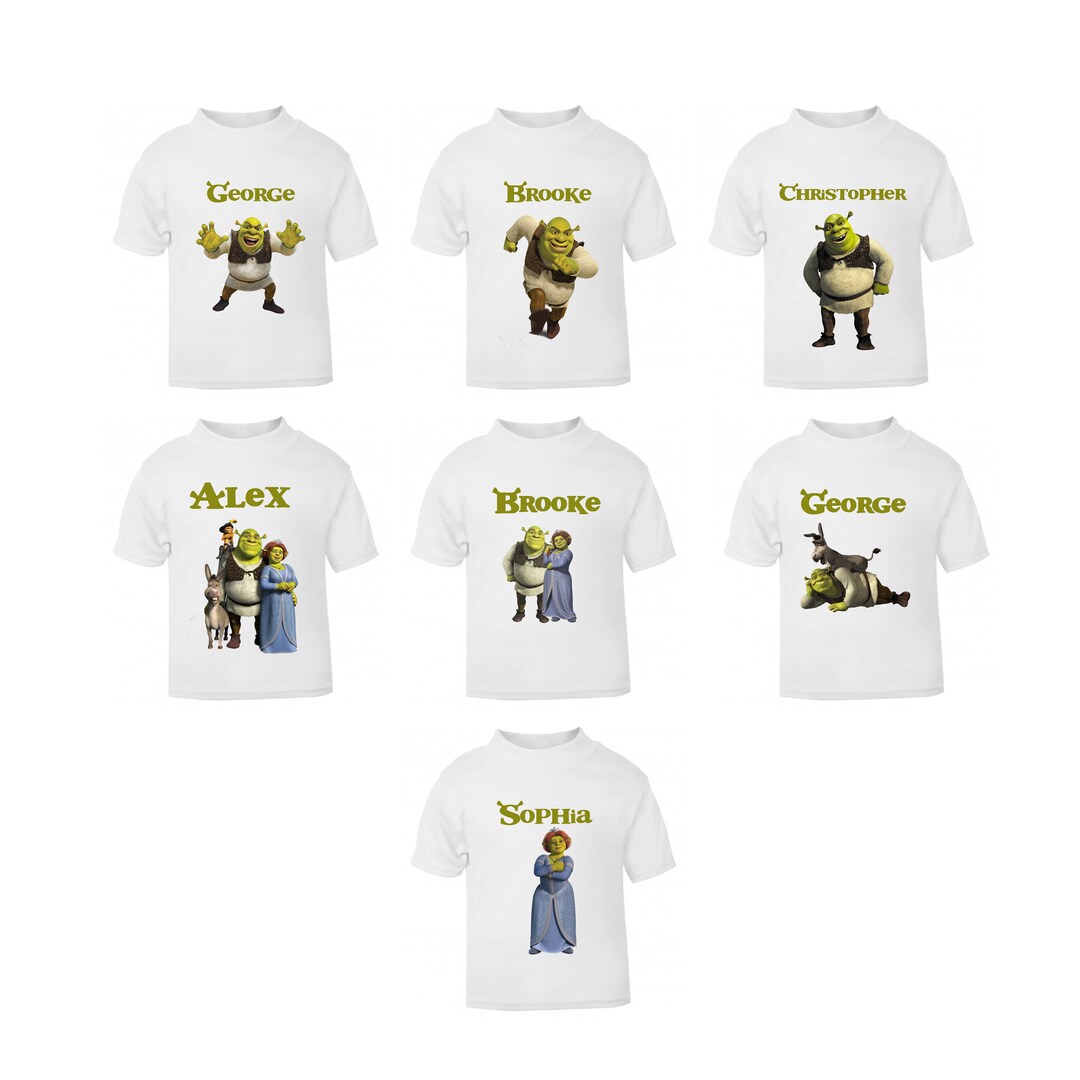 Shrek Girls/boys Personalised Short Sleeve T Shirt With Your Own Name ...