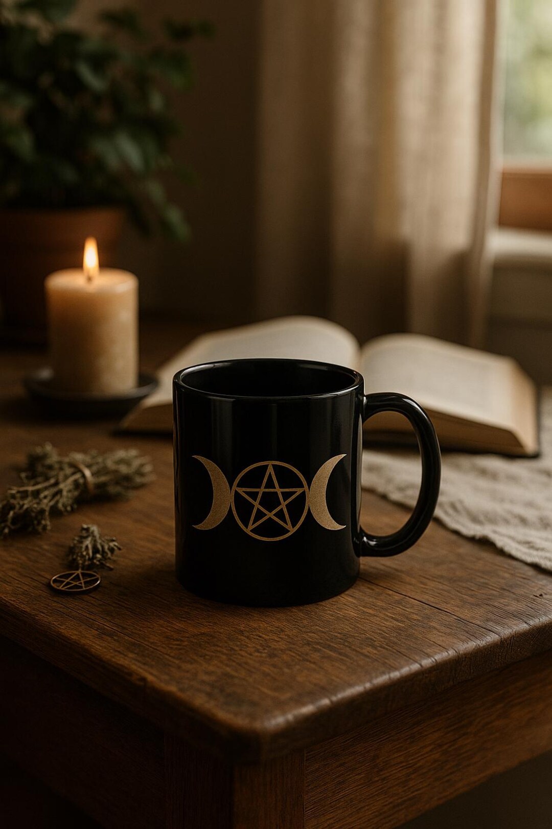 Triple Moon Pentagram Mug Trinity Gift for Halloween Christmas Gift ...