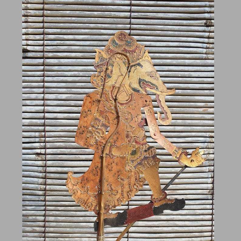 Ganesh Shadow Puppet | Balinese Wayang Kulit | Hindu Wall Art ...