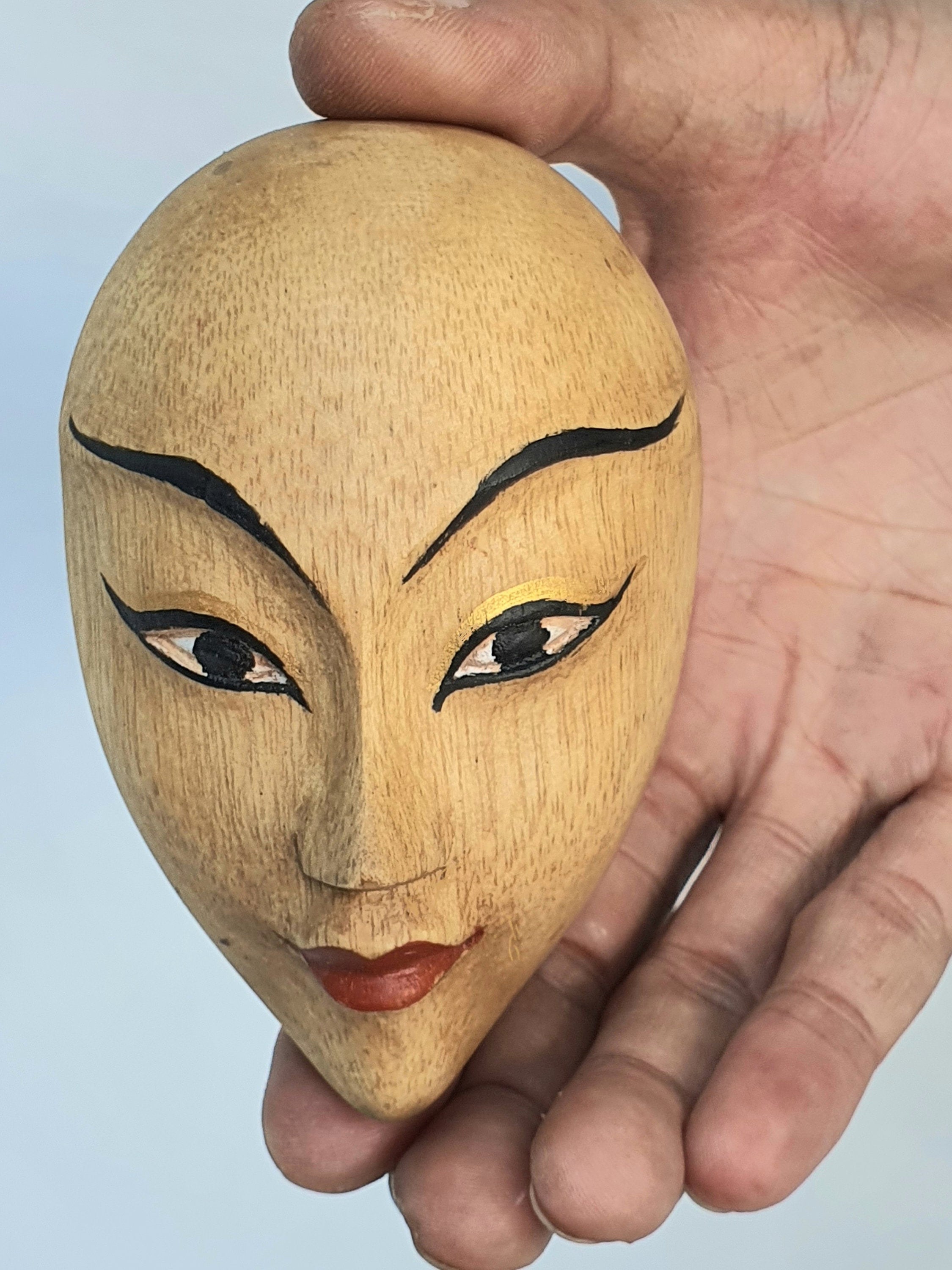 Custom Puppet Girl Puppet Primitive Mask, Painted Female Puppet Head ...