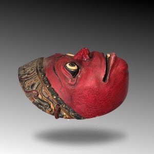 Old Japanese Cepot Mask of Clown -wayang Topeng Wall Art - Etsy