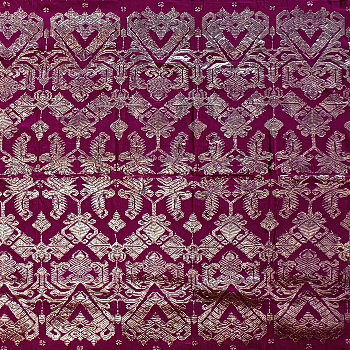 Vintage Royal Balinese Songket - Silver Woven on Dark Violet Silk - Etsy