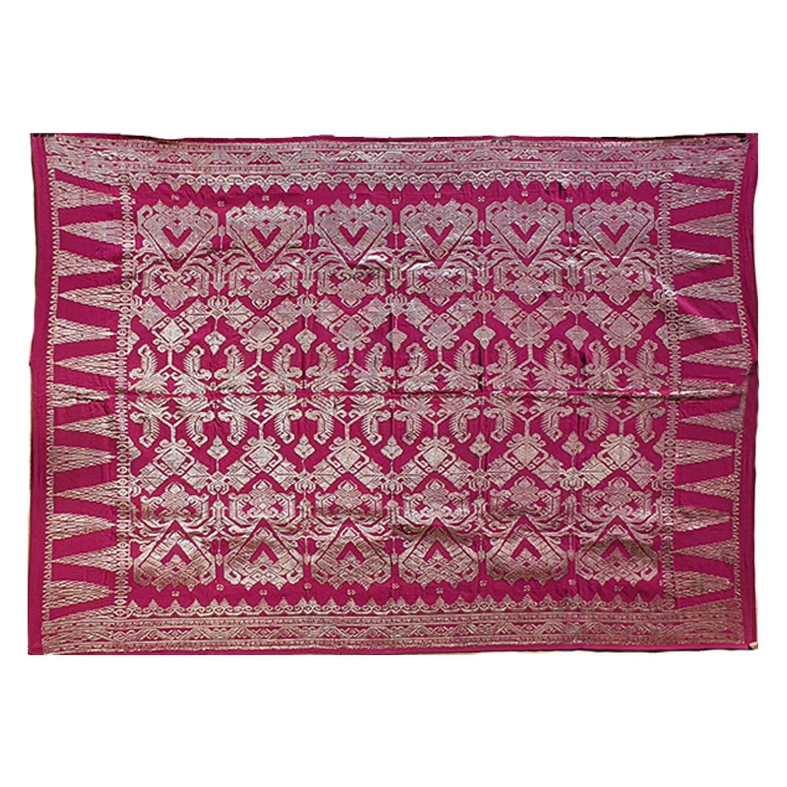 Vintage Royal Balinese Songket - Silver Woven on Dark Violet Silk - Etsy