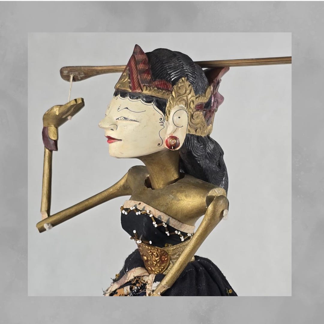 Rare Hand-carved Wayang Golek Cepak Puppet - Female Figure With Long ...