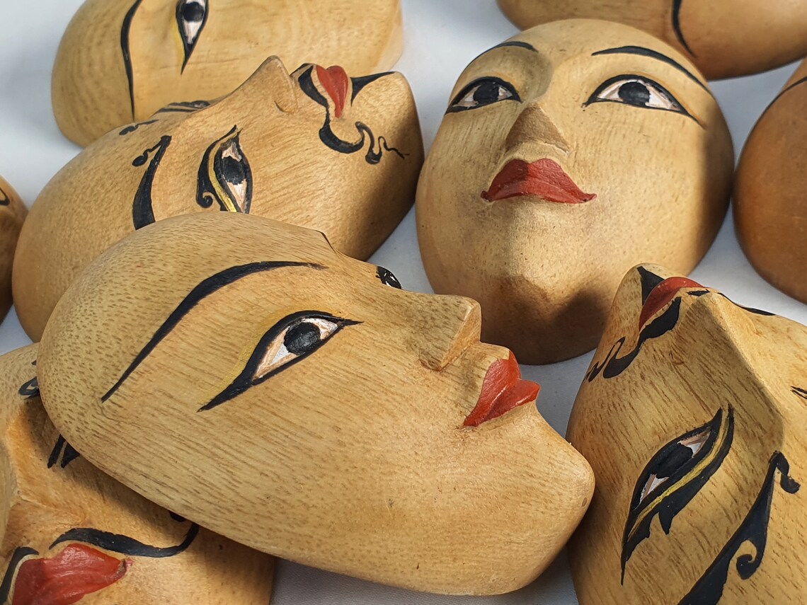 Custom Puppet Girl Puppet Primitive Mask, Painted Female Puppet Head ...