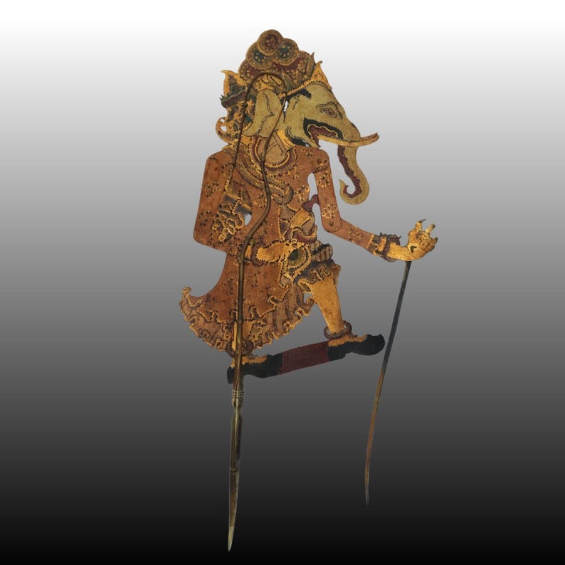 Ganesh Shadow Puppet | Balinese Wayang Kulit | Hindu Wall Art ...