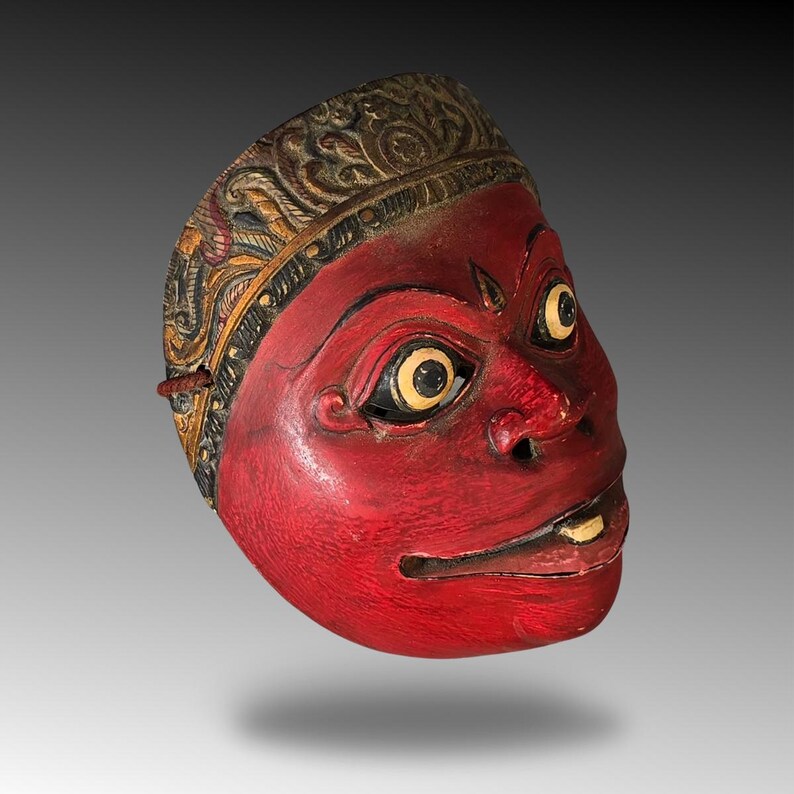 Old Japanese Cepot Mask of Clown -wayang Topeng Wall Art - Etsy