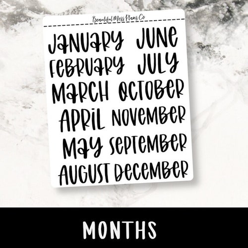 Script Month Stickers style 2 Month Header Planner - Etsy