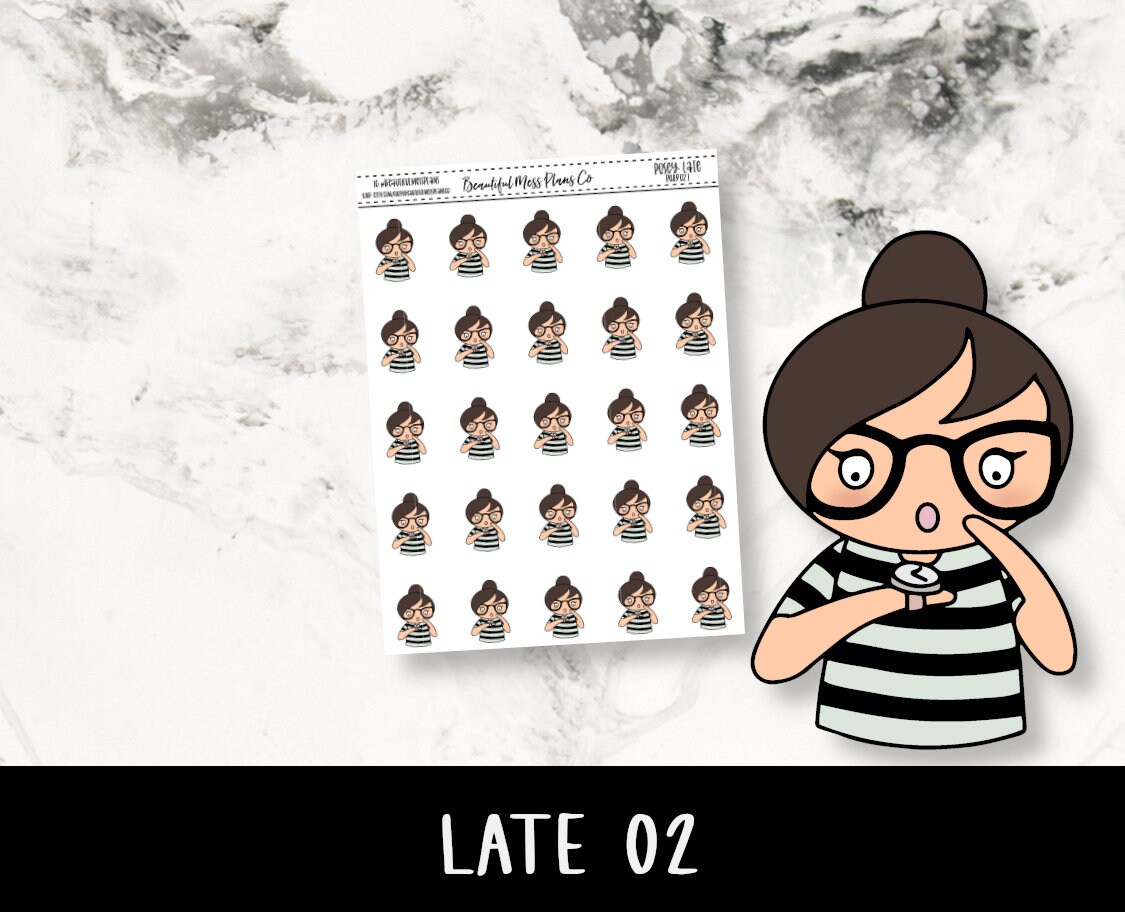 Posey: Late // Planner Stickers // Character Stickers // Late - Etsy