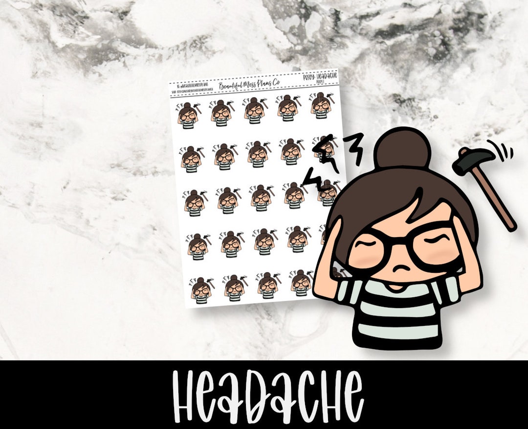 Posey: Headache // Planner Stickers // Character Stickers // Headache ...