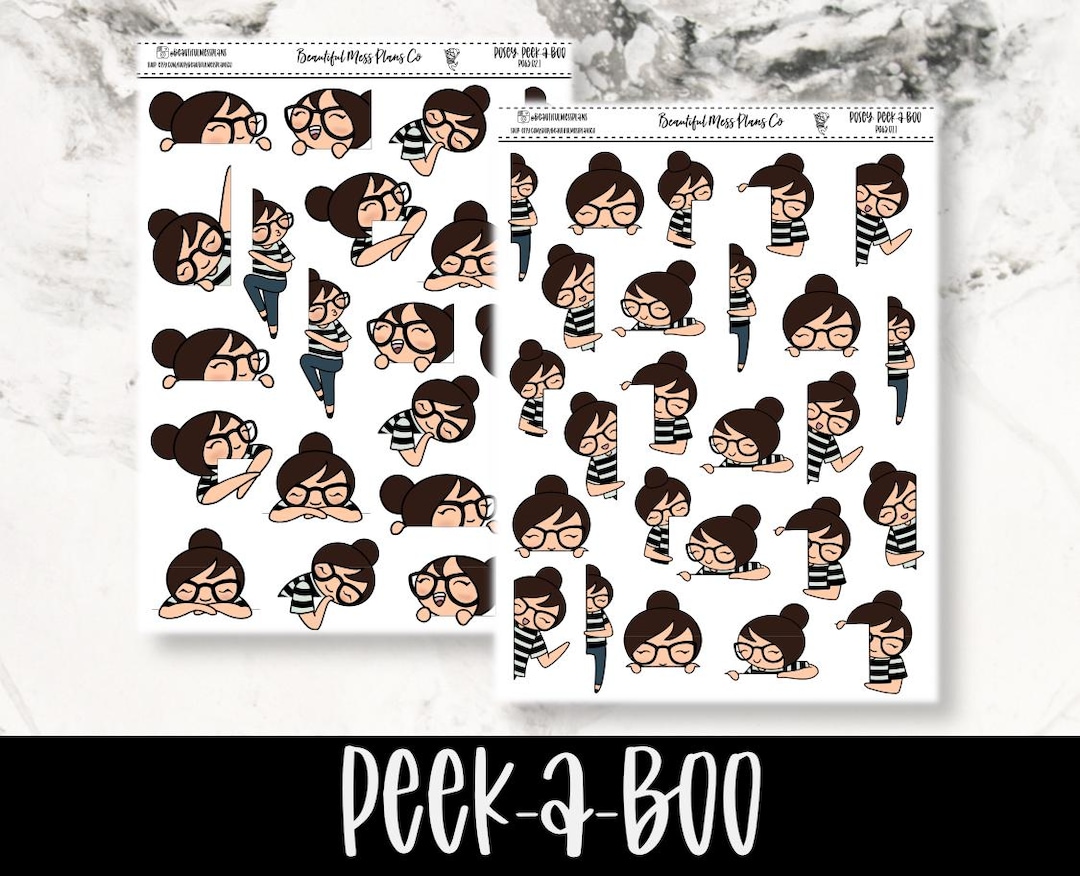 Posey: Peek-a-boo // Planner Stickers // Character Stickers - Etsy